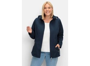 4063136953189 - Große Größen Softshelljacke mit Kapuze in Longform marine Gr40