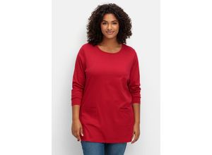 4063136951055 - Große Größen Longshirt mit aufgesetzten Taschen rot Gr46