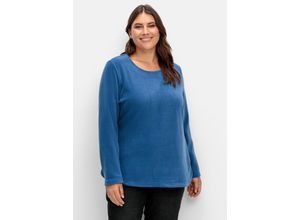 4063136965359 - Große Größen Fleeceshirt mit abgerundetem Saum jeansblau Gr48