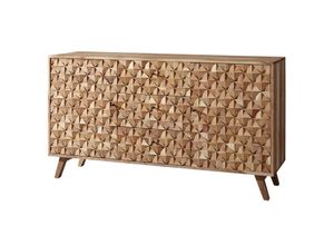 4250950286245 - Sideboard 140x785x40 cm Anrichte Massivholz Akazie Schrank Braun Landhaus-Stil Kommode mit 3 Schubladen & 2 Türen Flurschrank Echtholz