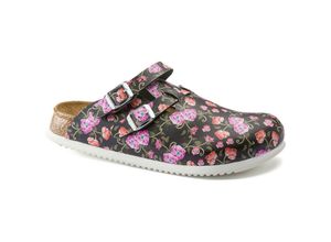 4043734854309 - Clog Kay Superlauf Birko-Flor Blooming Roses Black schmal Gr 40 - Birkenstock