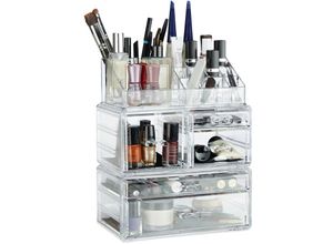 4052025949303 - Make Up Organizer mit 21 Fächern Kosmetik Tower für Lippenstift Nagellack Acryl Make Up Box transparent - Relaxdays