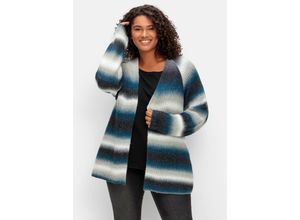 4063136945153 - Große Größen Strickjacke mit Farbverlauf aus Multicolorgarn blau gestreift Gr44 46