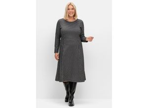 4063136932979 - Große Größen Kariertes Shirtkleid in A-Linie und Midilänge schwarz gemustert Gr42