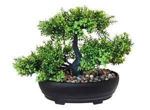 4057984016004 - Design Decoration - Kunstpflanze Bonsai Buchsbaum 26 x 20 cm im Topf mit Echtsteindeko - Grün