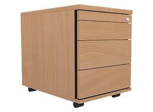 4251898809459 - Select Rollcontainer 1233 Utensilienauszug + 3 Schubladen abschließbar Spanplatte B 428 x T 600 x H 540 mm Buche