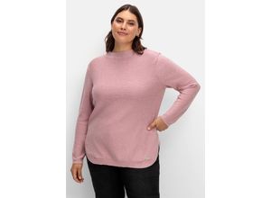 4063137026134 - Große Größen Pullover mit Stehkragen und gerundetem Saum rosé Gr44