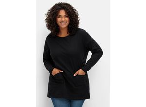 4063136950683 - Große Größen Longshirt mit aufgesetzten Taschen schwarz Gr44