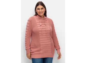 4063137028374 - Große Größen Longpullover mit Strukturmuster in Biesen-Optik rosé Gr44