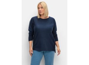 4063136959167 - Große Größen Pullover mit Rundhalsausschnitt und Ripp-Details marine Gr50