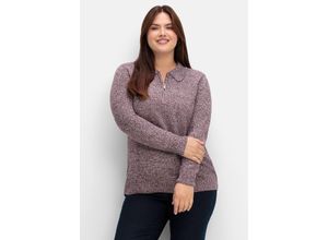 4063136958832 - Große Größen Pullover mit Polokragen in melierter Optik bordeaux meliert Gr56