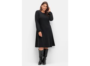 4063136961993 - Große Größen Kleid aus Interlock mit ausgestelltem Rock schwarz Gr42