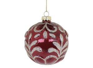 5712750316069 - Chic Antique Weihnachtskugel mit Glitzer rot Ø8 cm Modell 1