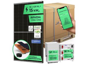4262403072039 - SOLARWAY 156kW Solaranlage mit Speicher Deye 12 kW Bifazial inkl Montagesystem App & WiFi