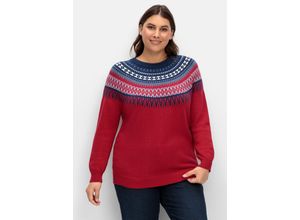 4063137026332 - Große Größen Norwegerpullover aus weicher Baumwolle kirschrot Gr40