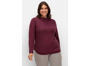 4063137026059 - Große Größen Pullover mit Stehkragen und gerundetem Saum bordeaux Gr44