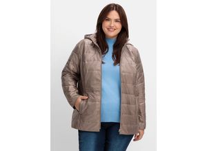 4063136952236 - Große Größen Leicht wattierte Steppjacke mit Kapuze taupe Gr48