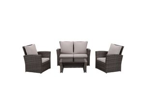 4260710560249 - Mexo Lounge Set Polyrattan Gartenmöbel Set 4-teile für 3-4 Personen Garten & Balkon Sitzmöbel-Set (G