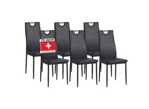 4250263734167 - Albatros Esszimmerstühle SALERNO 6er Set Schwarz- Edles Italienisches Design Polsterstuhl mit Kunstleder-Bezug Modern Stilvoll am Esstisch-Küchenstuhl Stuhl Esszimmer hohe Belastbarkeit