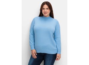 4063136955671 - Große Größen Pullover aus Feinstrick mit Stehkragen himmelblau Gr54