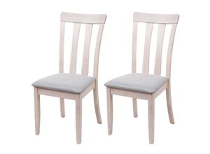 4057651389745 - 2er-Set Esszimmerstuhl MCW-G46 Küchenstuhl Stuhl Stoff Textil Massiv-Holz ~ helles Gestell grau