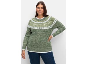 4063137028312 - Große Größen Norwegerpullover in melierter Optik lindgrün Gr52