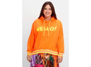 4063137018962 - Große Größen Kapuzensweatshirt mit Neon-Wordingprint orange Gr42