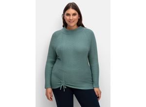 4063137028596 - Große Größen Pullover im Rippstrick mit Raffung vorn jade Gr40