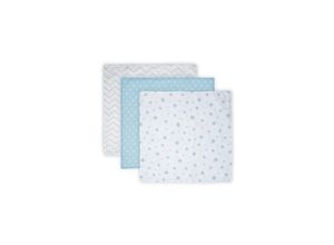 3800151988373 - Wickeldecke Babydecke Trio Größe 80 x 80 cm 3er Set 100% Baumwolle blau