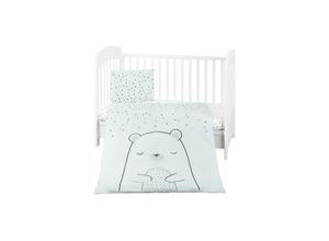 3801101050591 - Kikkaboo Kinderbettwäsche Bär 5-teilig Decke 135 x 95 cm Kissen 45 x 35 cm Laken grün