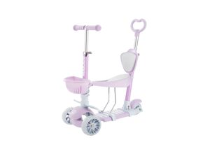 3801006011000 - Makani Kinderroller Dreirad Laufrad BonBon 4 in 1 mit Schiebestange Korb lila