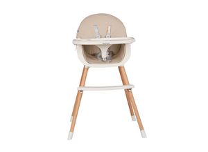 3801004011187 - Kikkaboo Kinderhochstuhl Nutri 2 in 1 Holzbeine Fußstütze abnehmbares Tablett beige