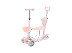 3801006010980 - Makani Kinderroller Dreirad Laufrad BonBon 4 in 1 mit Schiebestange Korb rosa