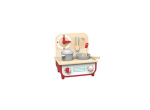 6972633371410 - Tooky Toy 2 in 1 Kinder-Holzküche Grill TF327 Kochplatten Grillplatte Gemüse rot