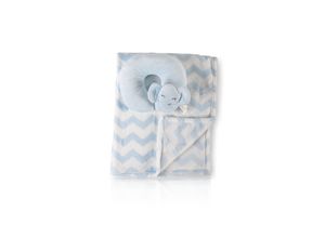 3800146267575 - Babydecke Sammy Größe 90 x 75 cm kuschelige Babydecke Nackenkissen blau