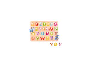 6970090043093 - Tooky Toy Kinder Alphabet Puzzle Holz TY852 bunte Buchstaben Steckspiel aus Holz bunt