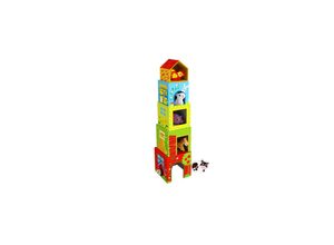 6970090048210 - Tooky Toy Holz-Stapelpyramide TKF053 mit Bauernhoftieren 10-teilig Stapelturm bunt