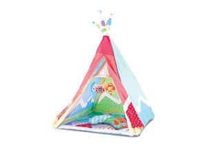 3801201012499 - Kikkaboo Spielbogen 2 in 1 Tipi Spielzelt 5 Spielzeuge 18 bunte Bälle Kissen pink