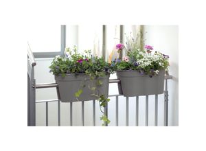 4013351352021 - Balkonkasten Flowerclip XL Pflanzgefäße grau (granitgrau) Deko BxTxH 57x27x28 cm