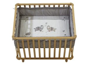 4005317274638 - Laufgitter ROBA Jumbotwins grau 100x75 cm beige (natur) Baby Laufställe mit Stoffeinlage und Nestchen