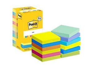 4064035065621 - Post-it Energetic Haftnotizen Quadratisch 76 x 76 mm Blanko Farbig Sortiert 654-MX-P8+4 100 Vorteilspack 8 + 4 Gratis