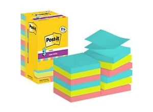 4064035065584 - Post-it Cosmic Colours Super Sticky Z-Notes Quadratisch 76 x 76 mm Blanko Farbig Sortiert R330-SSCOS-P8+4 90 Blatt Vorteilspack 8 + 4 Gratis