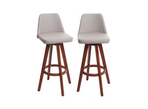 4057651496283 - 2er-Set Barhocker MCW-C43 Barstuhl Tresenhocker Holz Kunstleder drehbar MVG-zertifiziert ~ taupe
