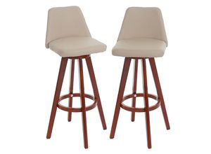 4057651103075 - 2er-Set Barhocker MCW-C43 Barstuhl Tresenhocker Holz Kunstleder drehbar MVG-zertifiziert ~ creme