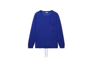 4067261676401 - Große Größen Sweatshirt mit Brusttasche und Kordelzug am Saum royalblau Gr48