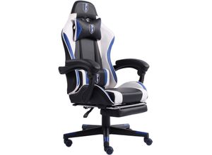 4250931574729 - Gaming Chair im Racing-Design mit flexiblen gepolsterten Armlehnen - ergonomischer PC Gaming Stuhl in Lederoptik - Gaming Schreibtischstuhl mit ausziehbarer Fußstütze und extra Stützkissen