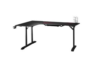 4251774921268 - Gaming Tisch in L-Form mit Kopfhörerhaken und Getränkehalterung schwarz B168 x T109 x H78 cm Gaming Tisch Computerspiele-Tisch Schreibtisch Computertisch