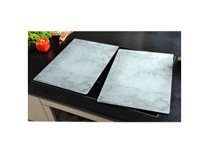 4000270920899 - Herdblende- Abdeckplatte KESPER FOR KITCHEN & HOME Herdabdeckplatten Gr B H 50 cm x 385 cm 2 tlg grau (hellgrau) Küchendekoration Herdabdeckplatten