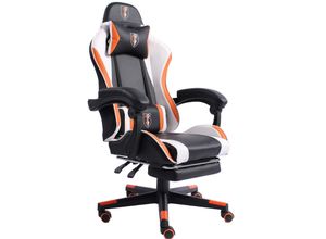 4250931574705 - Gaming Chair im Racing-Design mit flexiblen gepolsterten Armlehnen - ergonomischer PC Gaming Stuhl in Lederoptik - Gaming Schreibtischstuhl mit ausziehbarer Fußstütze und extra Stützkissen