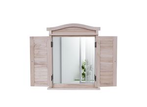 4057651255729 - Wandspiegel Spiegelfenster mit Fensterläden 53x42x5cm ~ naturbraun